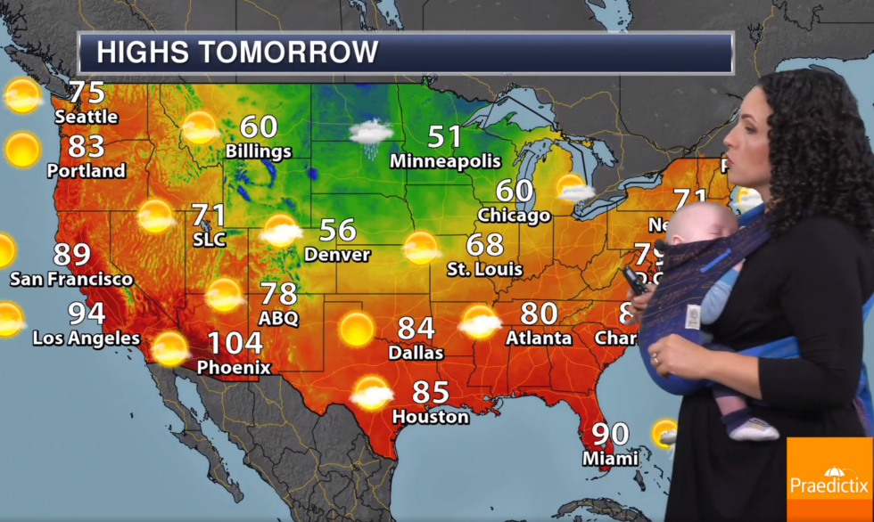 Babywearing Meteorologist Returns with New “Assistant” - Praedictix